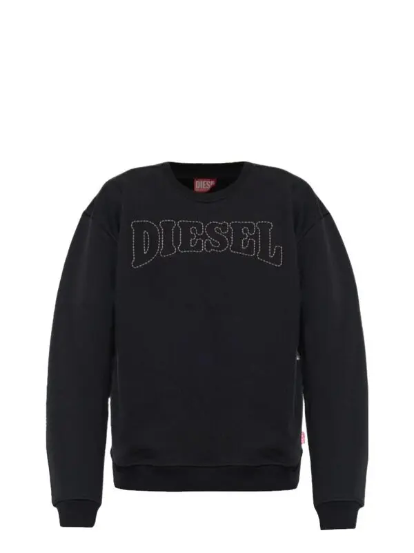 DIESEL® S-norm-v10 Sweatshirt With Ribbed Details - Black