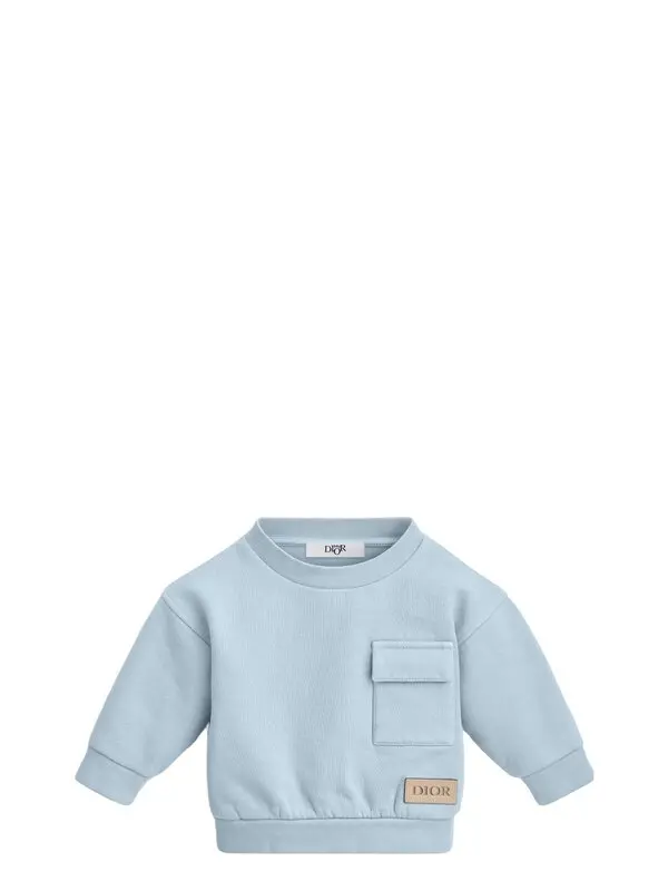 Dior Baby Sweatshirt With Leather Patch - Light Blue