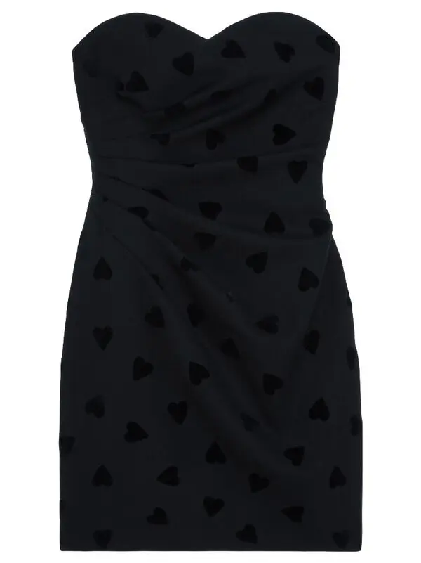 Celine Mini Bustier Dress In Wool Sabl - Black