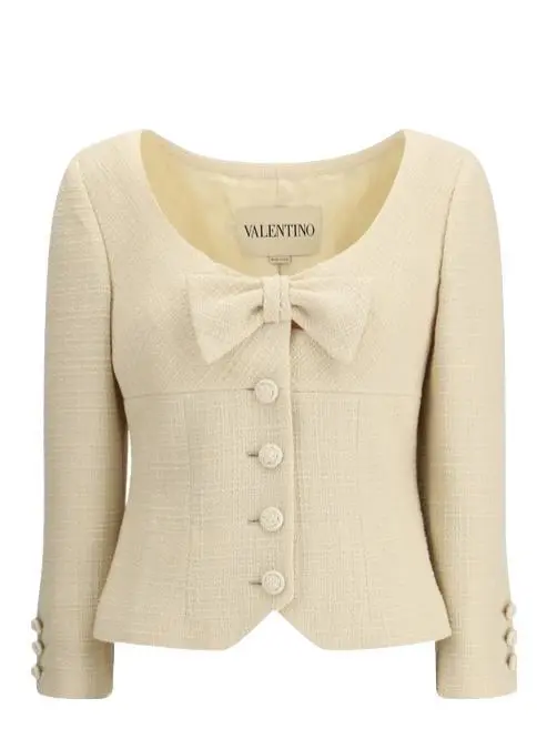 Valentino Garavani Bow Detail Button-up Jacket - Nude