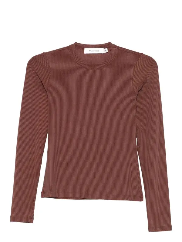 AYA MUSE Fine-ribbed Crewneck Long Sleeve Top - Red