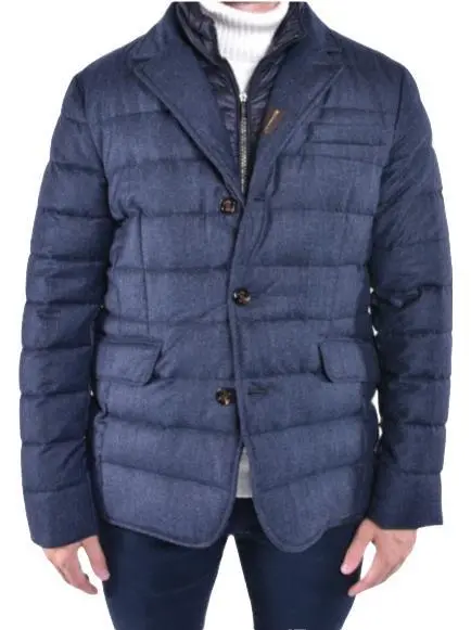 MOORER Down Jacket With Flap Pockets - Blue