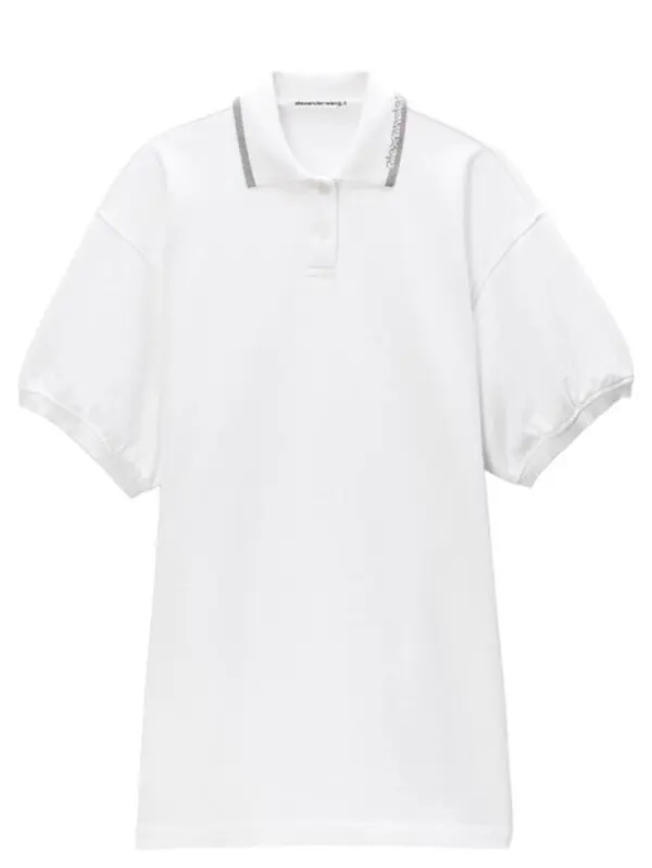 Alexander Wang Short Sleeve Polo Mini Dress - White