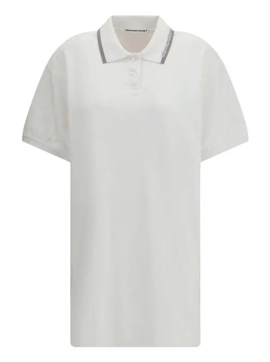 Alexander Wang Short Sleeve Polo Mini Dress - White