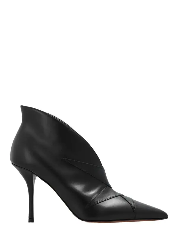 Alaïa Paneled Leather Pointed Toe Ankle Boots - Black