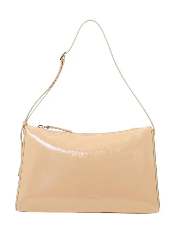 Manu Atelier Logo Detailed Zip-up Shoulder Bag - Nude