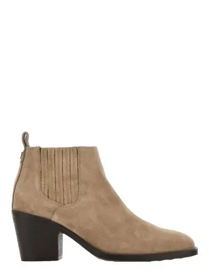 TOD'S Block Heel Ankle Boots - Tabacco Chiaro