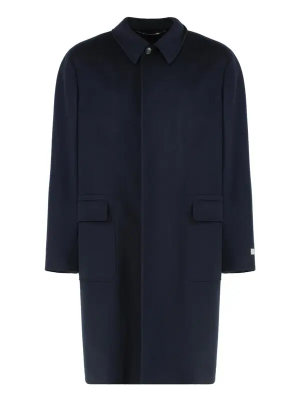 Canali Classic Wool Coat - Navy Color