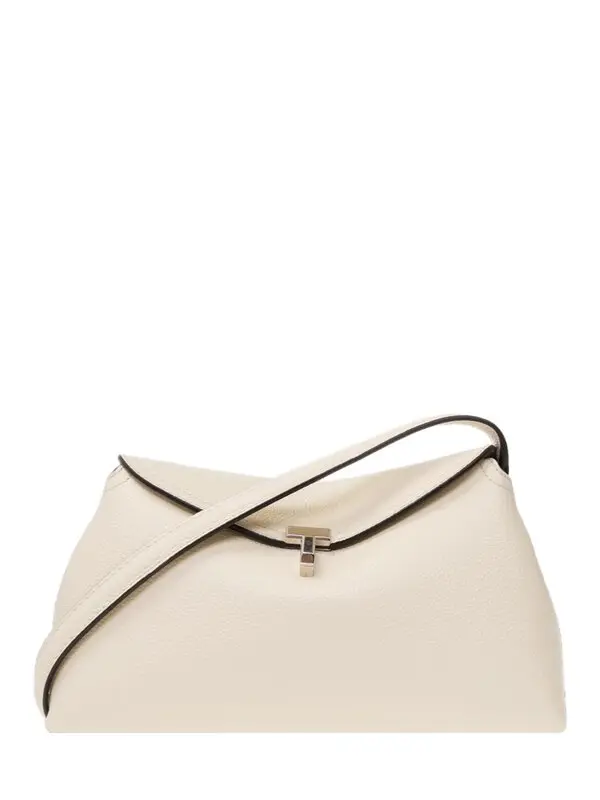 TOTEME Logo Plaque Foldover Crossbody Bag - Nude
