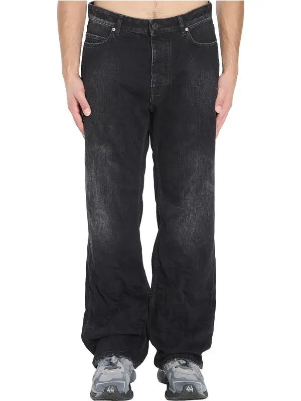 Balenciaga Distressed Relaxed Fit Jeans - Black