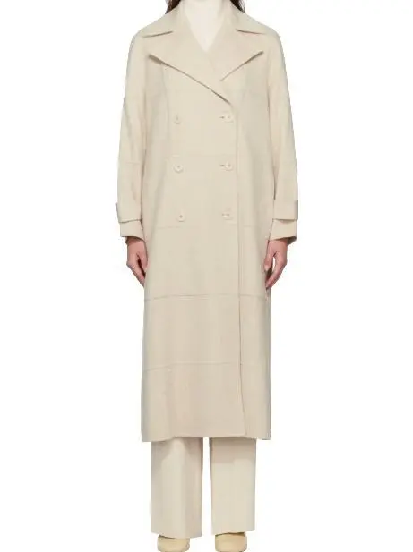JOSEPH Double-breasted Plain Fabric Coat - Nude