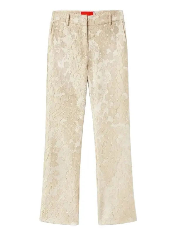 La DoubleJ Jacquard Floral Tailored Trousers - Nude