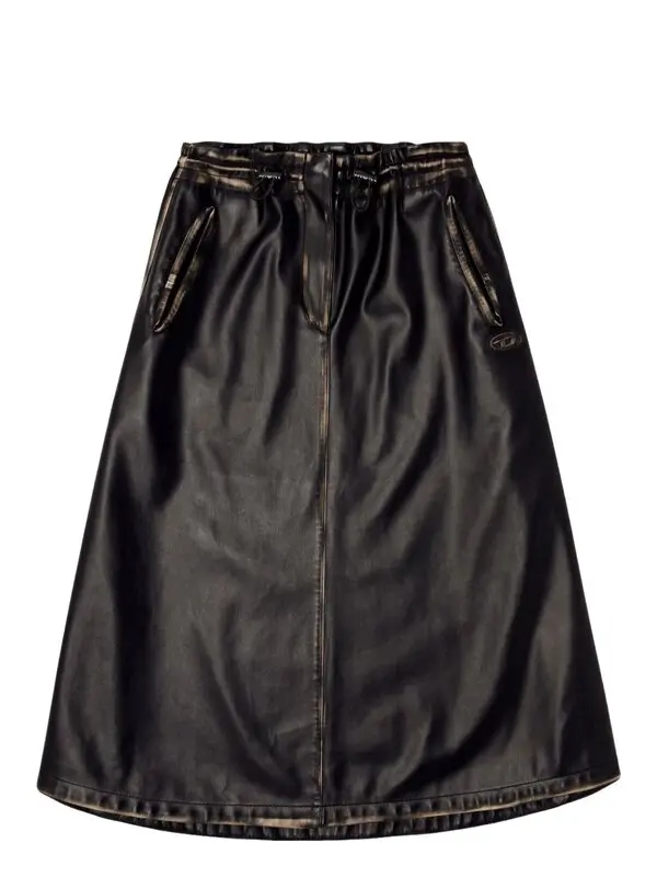 DIESEL® O-blivion Elasticated-waistband Midi Skirt - Black/brown