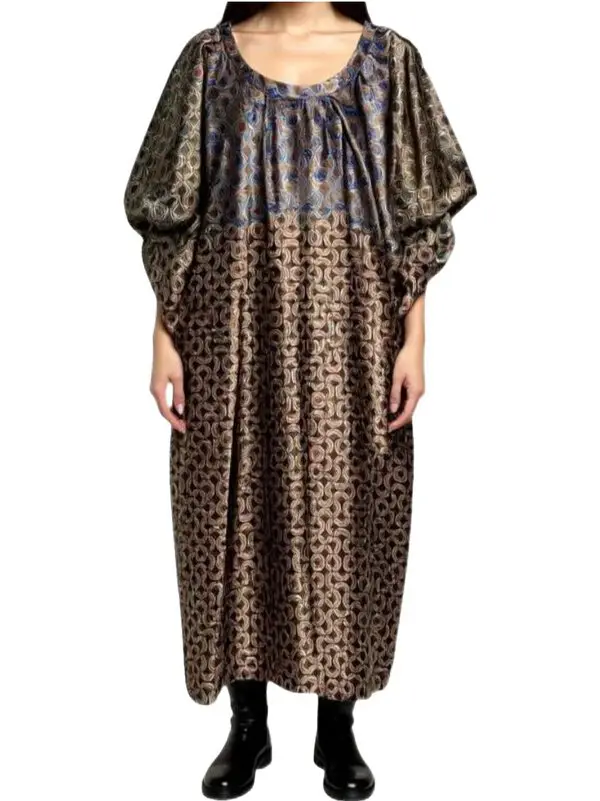 Dries Van Noten Geometric Print Maxi Dress - Brown