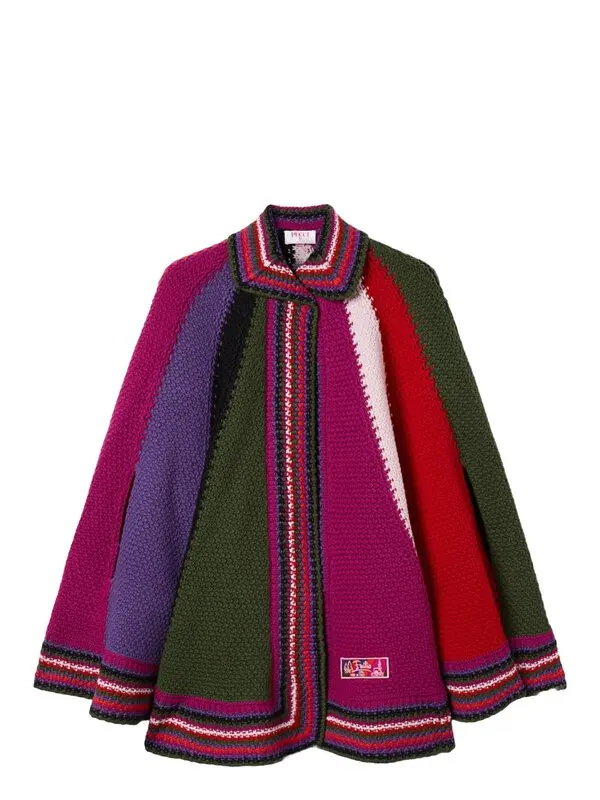 Emilio Pucci Color Block Knit Cape - Purple