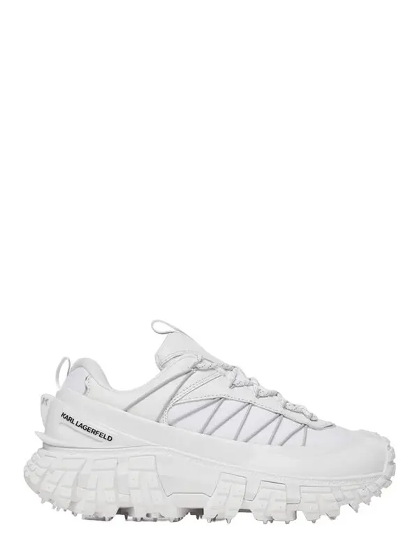 Karl Lagerfeld Cross-lace Sneakers With Serrated Sole - White