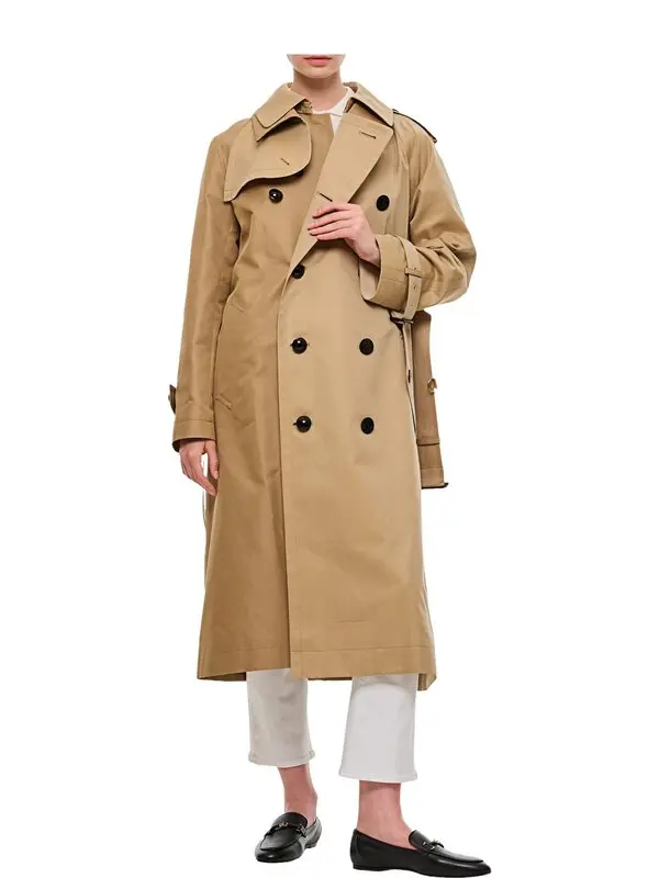 Sacai Double Breasted Trench Coat - Nude