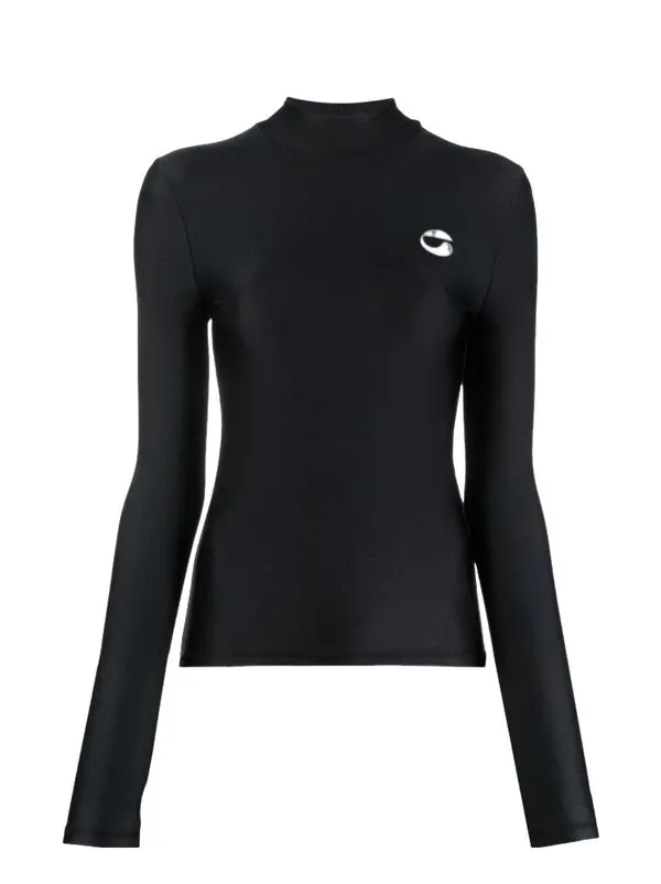 Coperni Logo Detail High Neck Top - Black