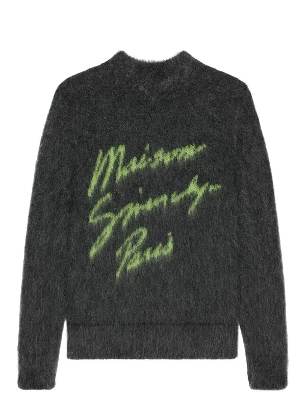 Givenchy Logo Jacquard Brushed Sweater - Charcoal Color