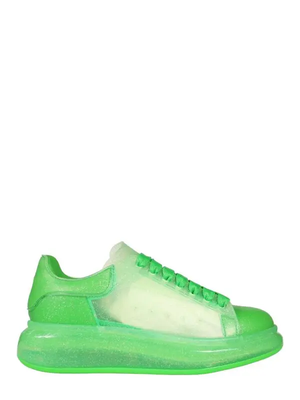 Alexander McQueen Logo Printed Round Toe Lace Up Platform Sneakers - Green