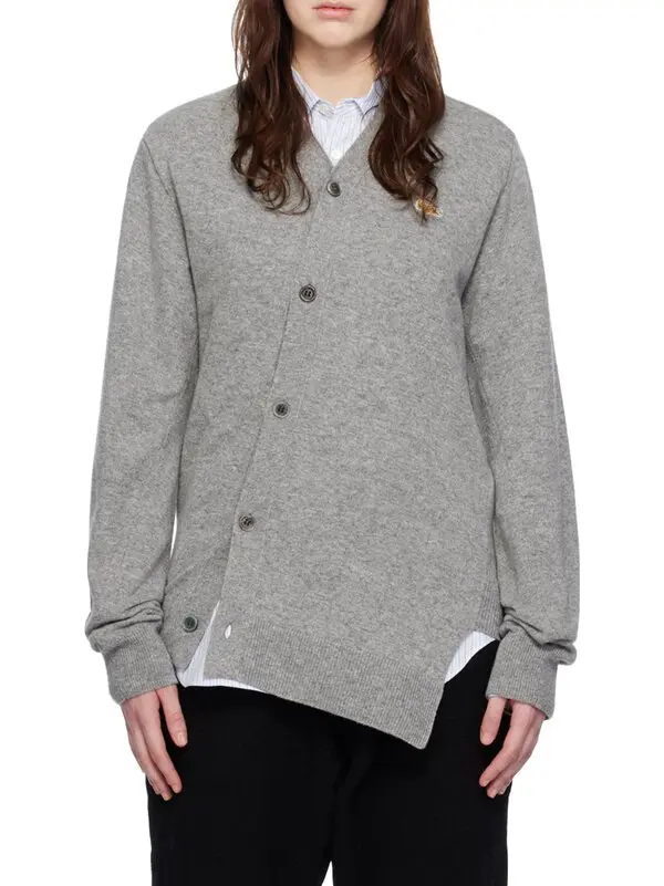 Comme Des Garçons Asymmetrical Knitted Cardigan - Gray