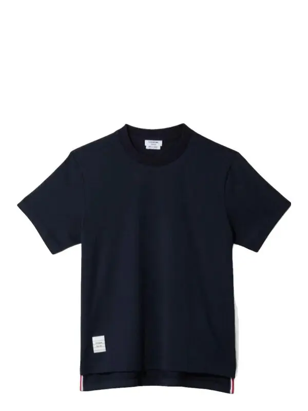 Thom Browne Crewneck T-shirt With Logo Label - No