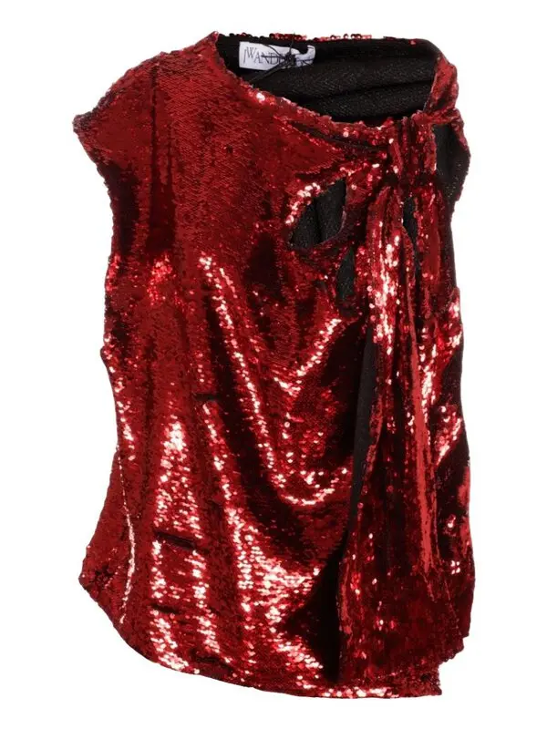 J.W.ANDERSON Jw Anderson Sequined Asymmetric Blouse - Red