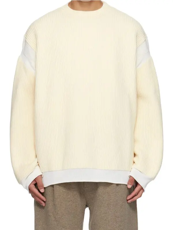 MORDECAI Wool Blend Crew Neck Sweater - White