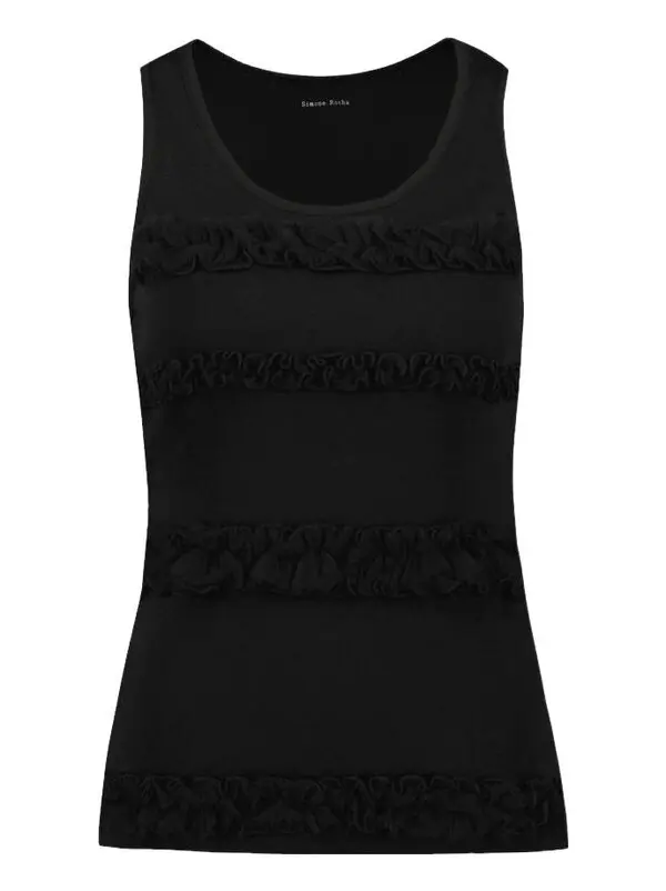 Simone Rocha Ruffled Sleeveless Crewneck Tank - Black