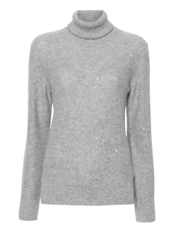 Fabiana Filippi Sequin Embellished Turtleneck Jumper - Gray