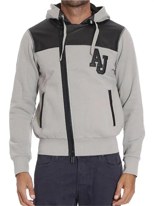 Emporio Armani Hooded Casual Jacket With Zipper Opening - Gray