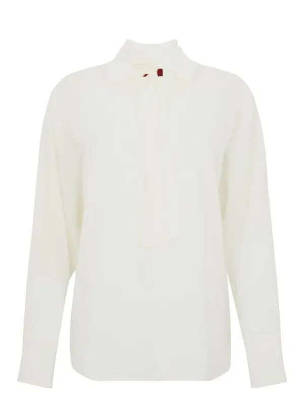 Max Mara Tie-neck Silk Blouse - White