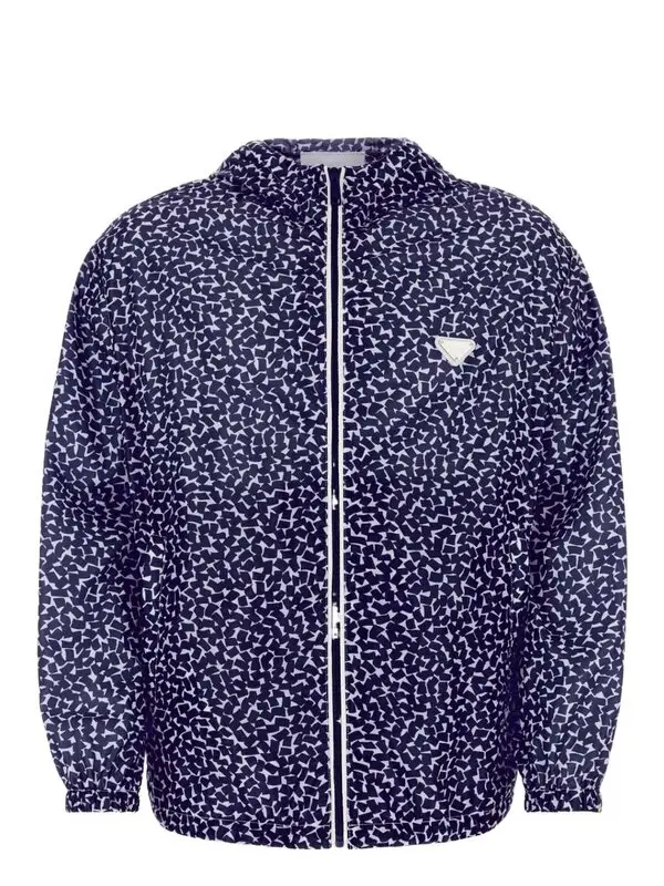Prada Printed Hooded Windbreaker - Blue