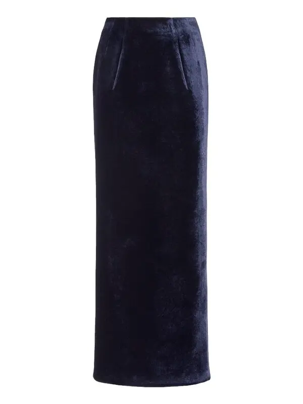 Fendi Velvet Zip Detail Maxi Skirt - Blue