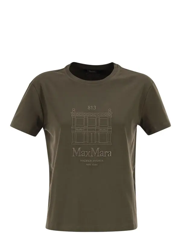 Max Mara Graphic-embroidered Crewneck T-shirt - Khaki
