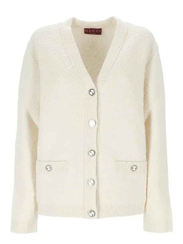 Gucci V-neck Button-up Knit Cardigan - Ivory