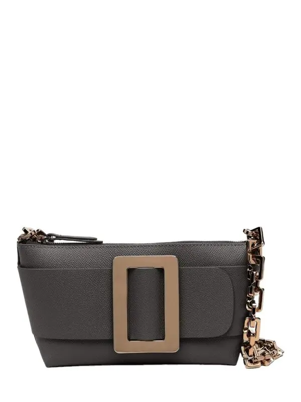 Boyy Zipper Shoulder Bag With Decorative Buckle - Black