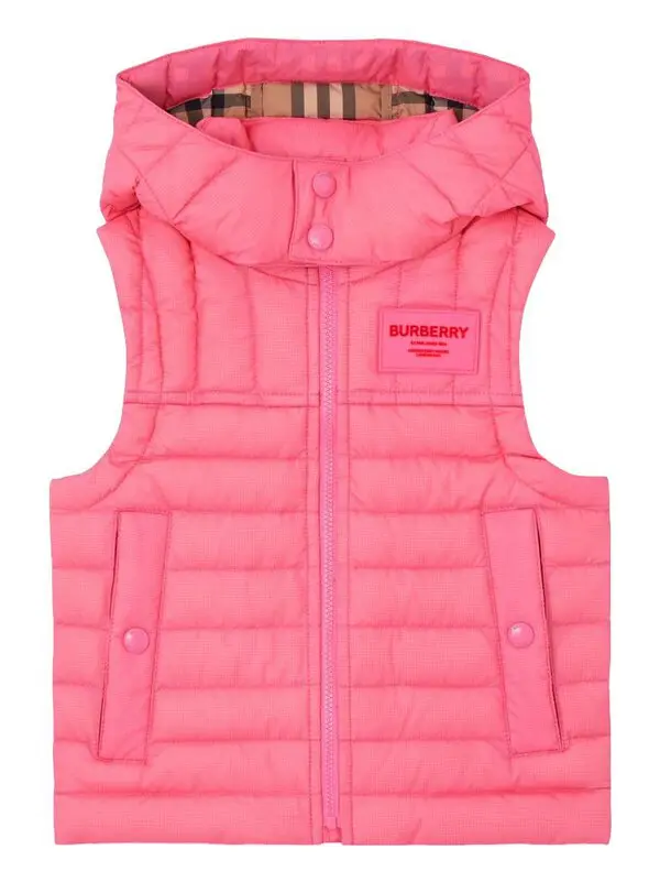 Burberry Horseferry Appliqué Hooded Puffer Gilet - Pink