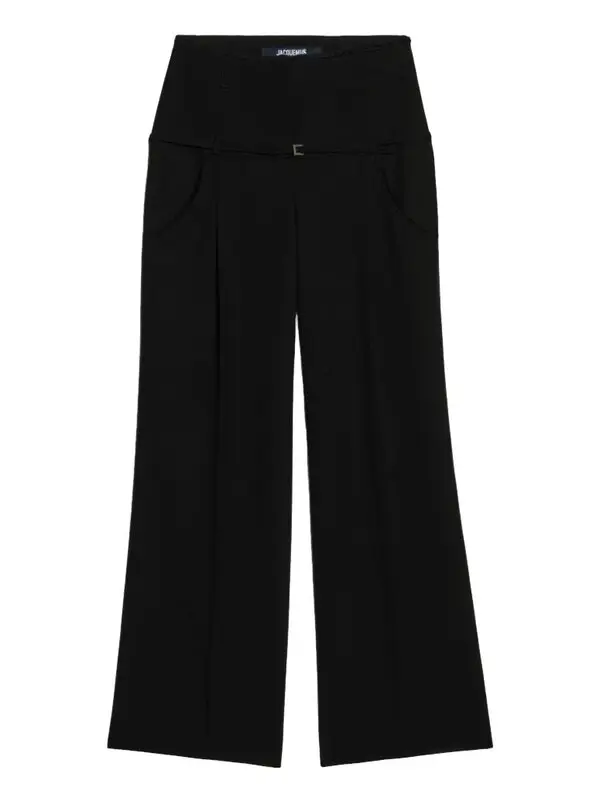 Jacquemus Belted Wide-leg Pants - Black
