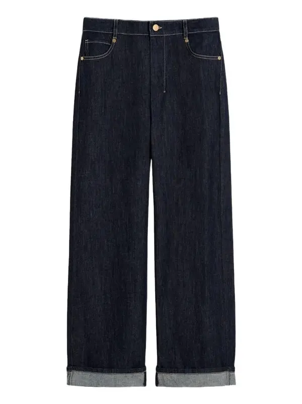 Max Mara Wide Leg Cuffed Jeans - Ultramarine Blue