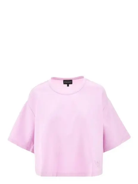 Emporio Armani Logo Embroidered T-shirt - Pink