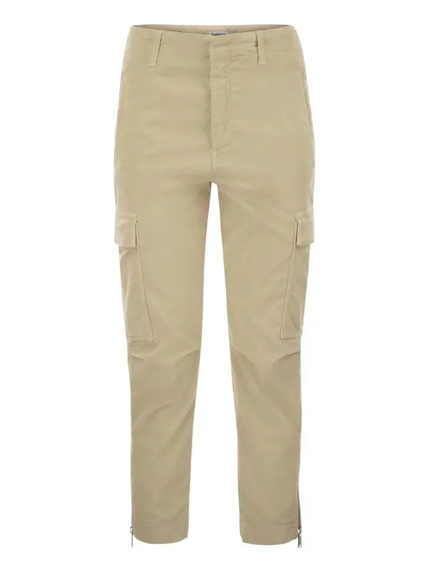 DONDUP Eve Velvet Cargo Pants - Nude