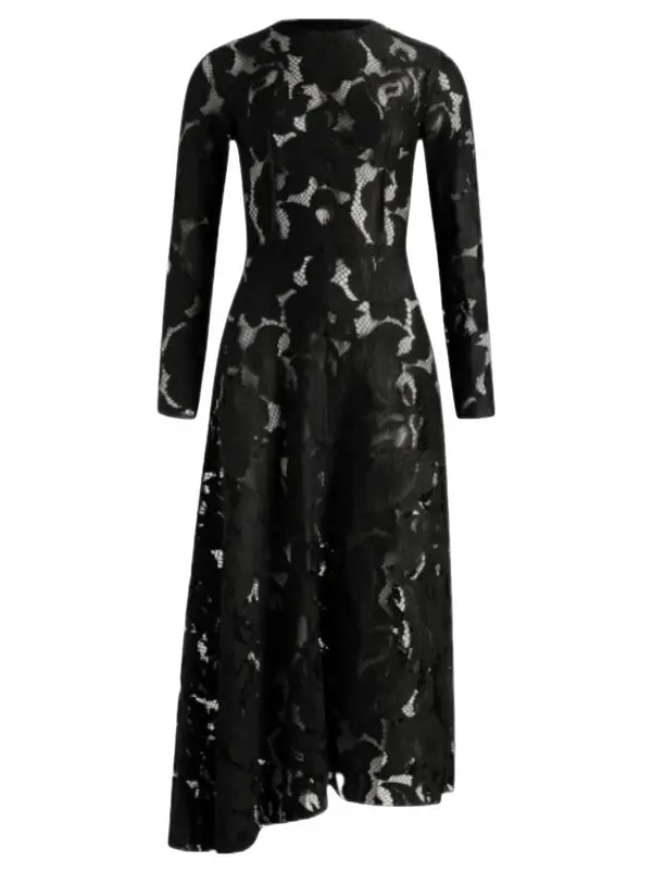 PATOU Lace Long-sleeve Midi Dress - Black