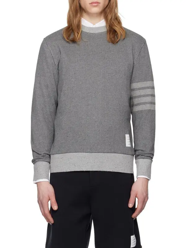 Thom Browne 4-bar Ribbed Long-sleeved Sweatshirt - Gray