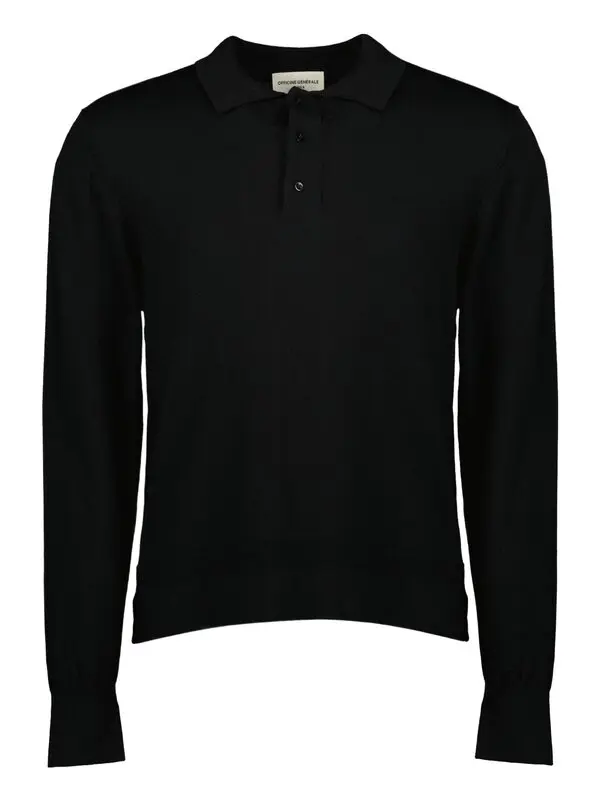 Officine Générale Brandon Long-sleeve Polo Shirt - Black