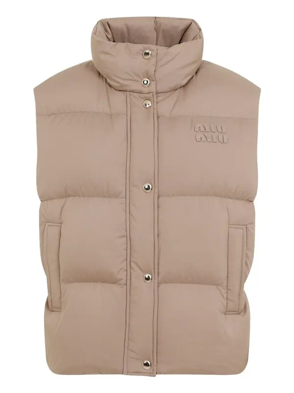 Miu Miu Logo Patch Padded Vest - Beige