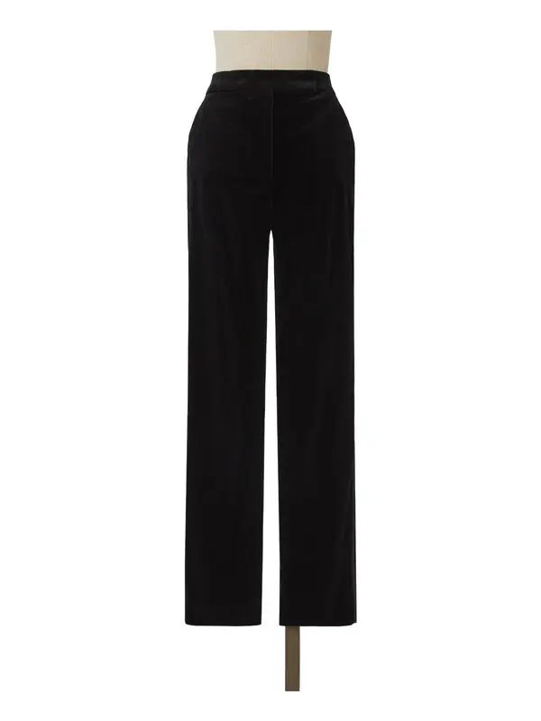 Max Mara Velvet-texture Side-stripe Tailored Trousers - Black