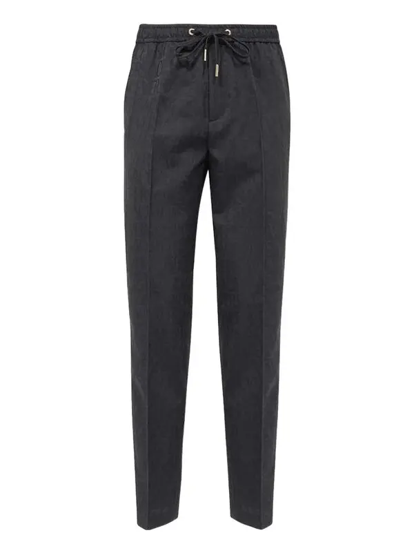 Versace Pleated Front Trousers With Drawstring Waist - Black