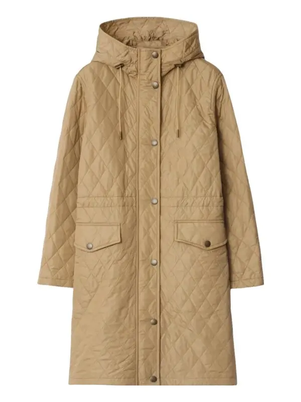 Burberry Quilted Hooded Coat - Linen Beige