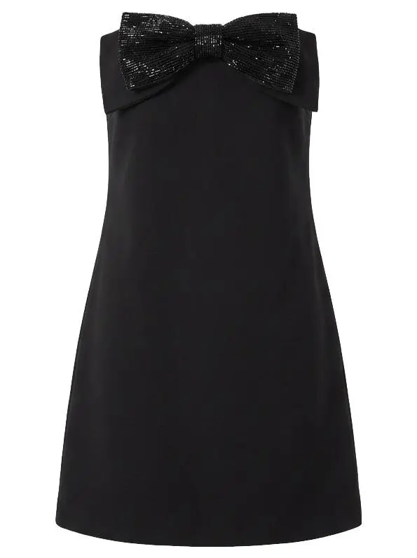 SELF-PORTRAIT Crepe Bandeau Mini Dress - Black